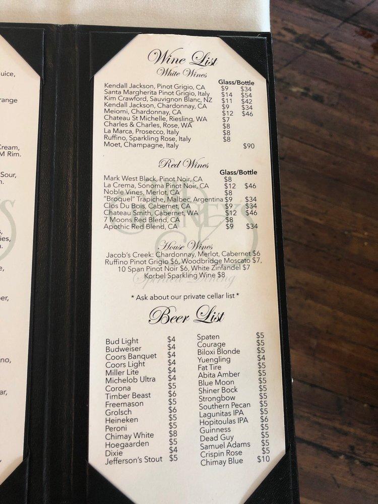 Menu at The Chimneys Restaurant, Gulfport, E Beach Blvd