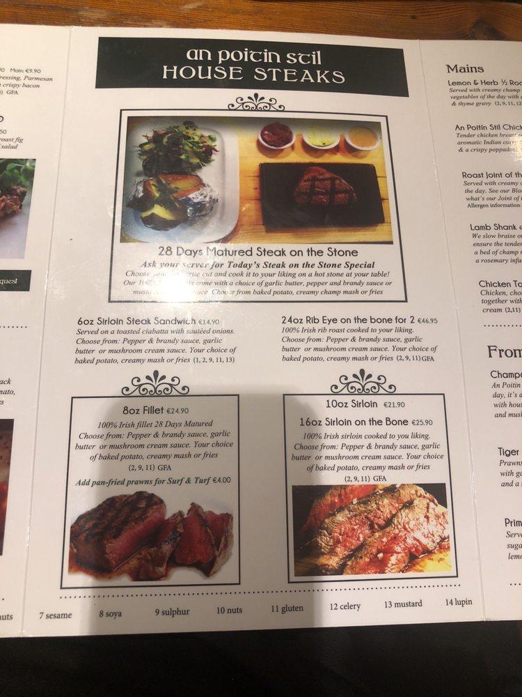Carta del pub y bar An Poitín Stil, Rathcoole, An Poitin Stil
