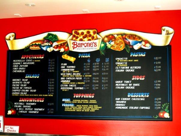 Menu at Barone's Pizzeria - Woodland Hills, Los Angeles