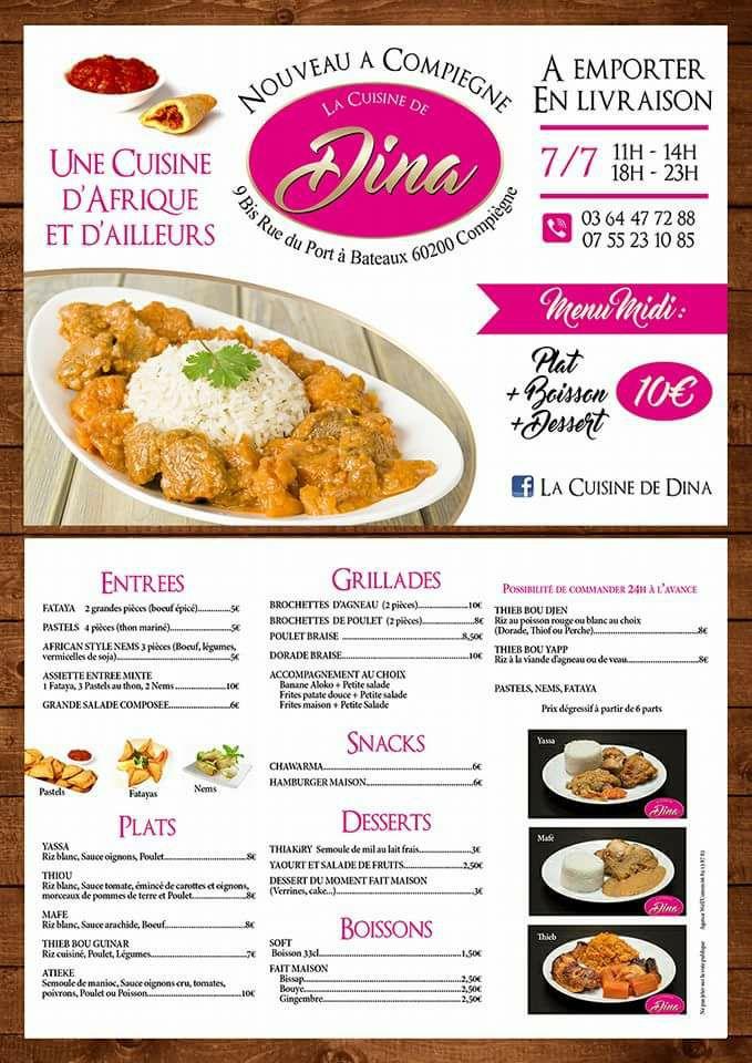 Menu au La cuisine de DINA restaurant, Compiègne