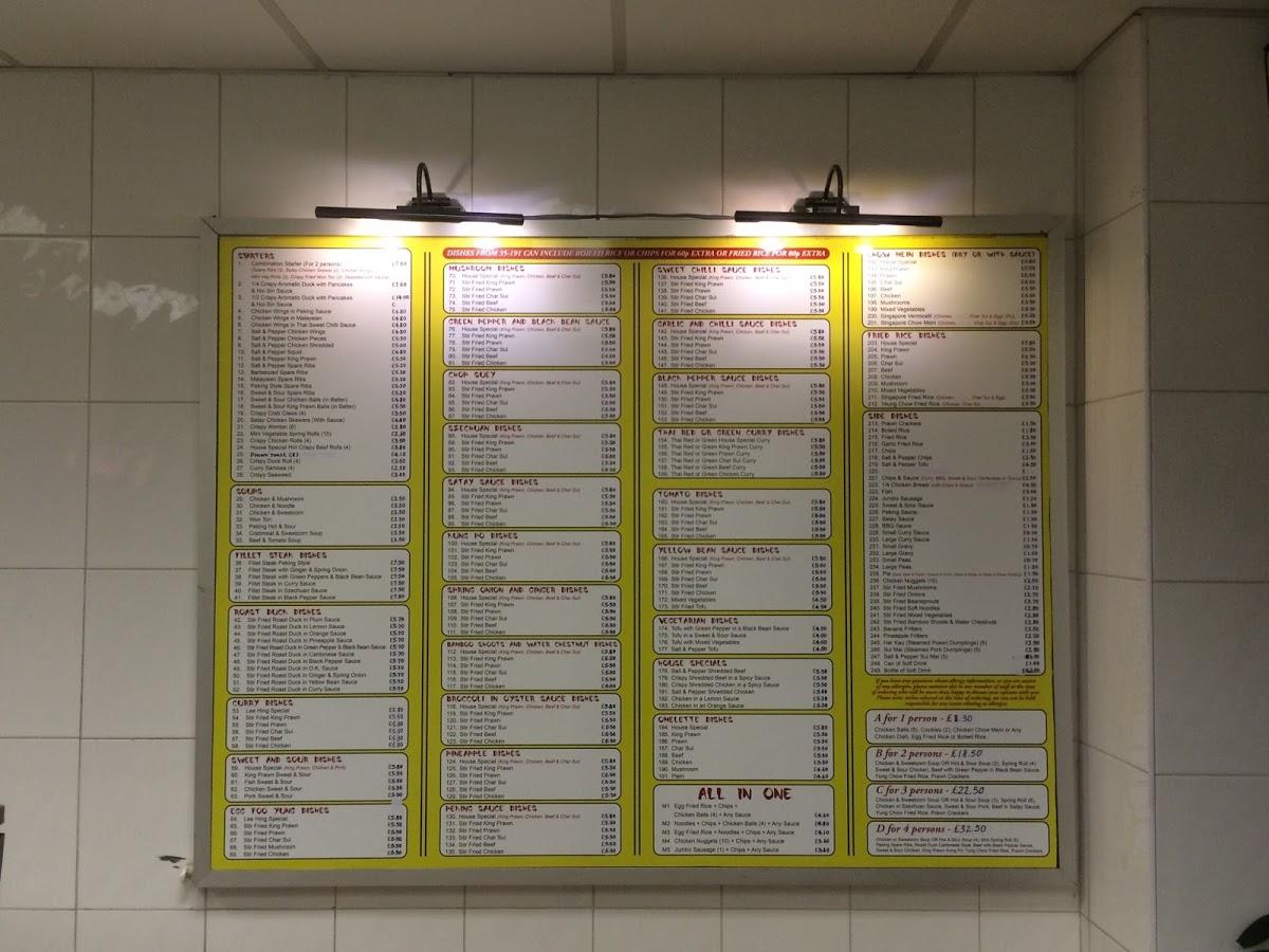 Menu at LEE HING Chinese Takeaway fast food, Heywood