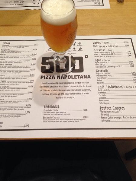 Carta de Pizzeria 500 Grados, Palma de Mallorca