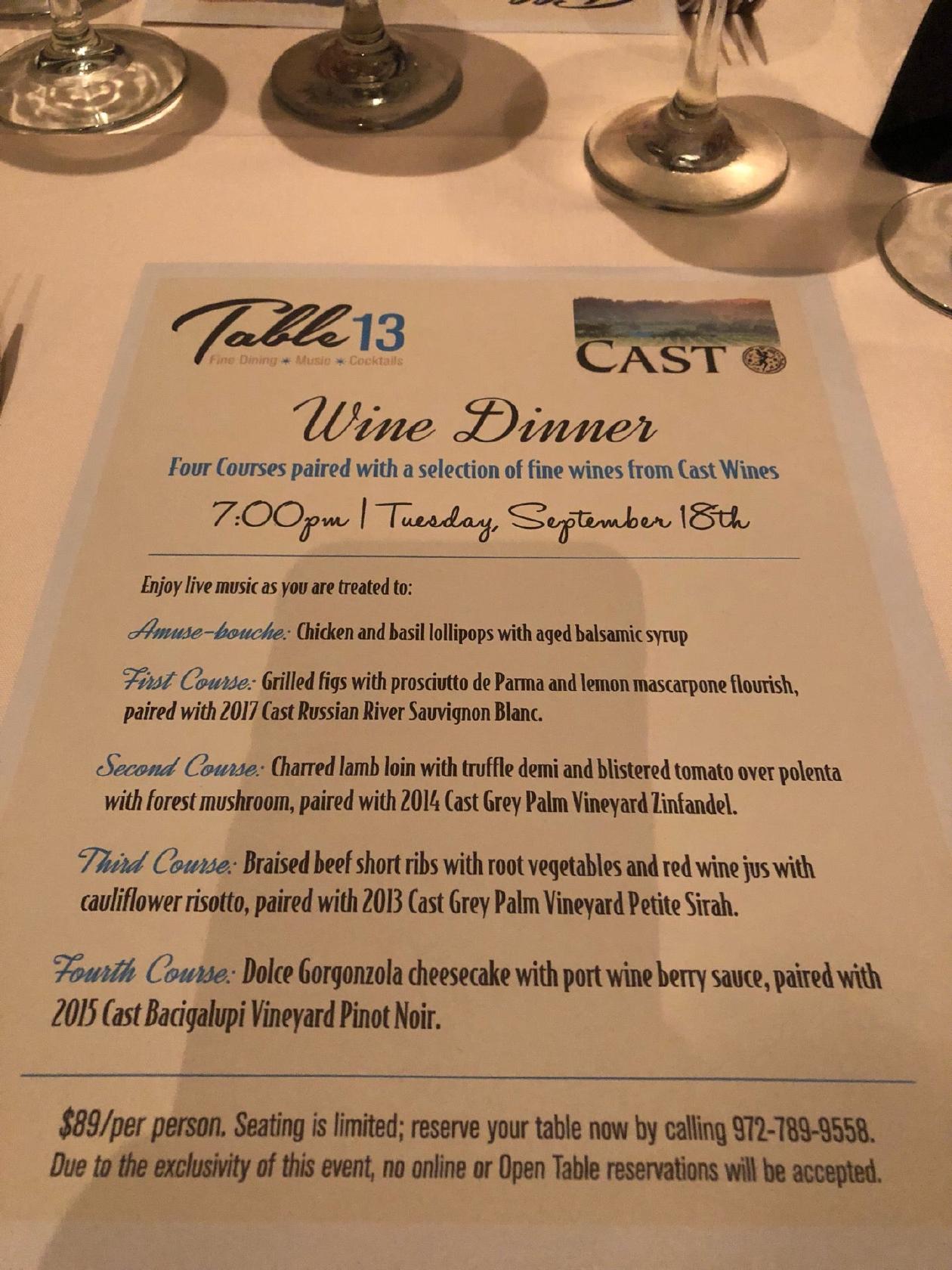 Menu at Table 13 pub & bar, Addison
