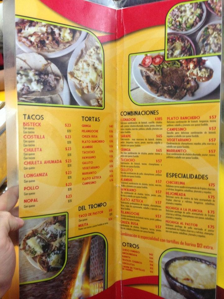 Menu at Taqueria La Plancha restaurant, Tlalnepantla de Baz, Ángel ...
