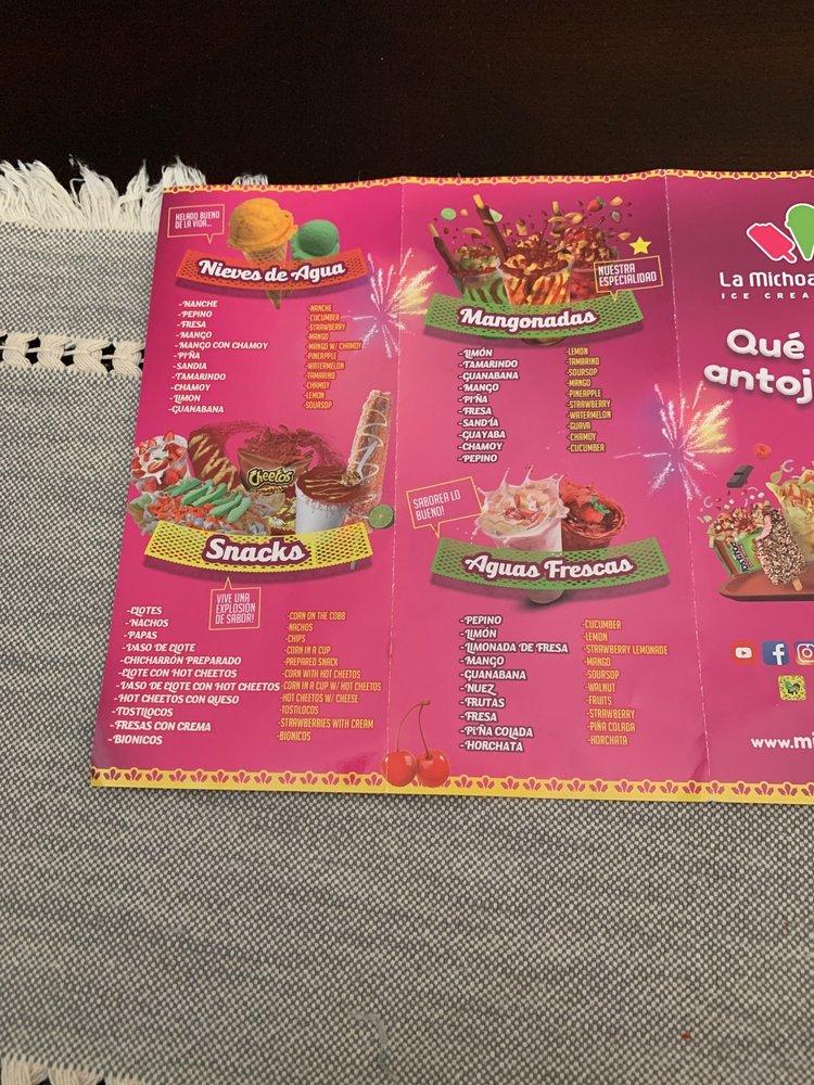 Carta del postres La Michoacana Plus -Phoenix-, Phoenix