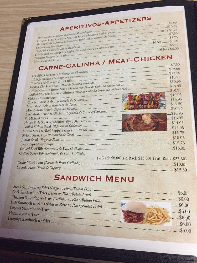 Menu at My Place Restaurant, New Bedford
