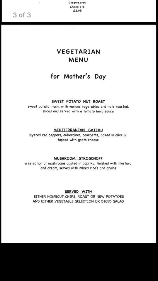 Menu at Priory Farm restaurant, Belton
