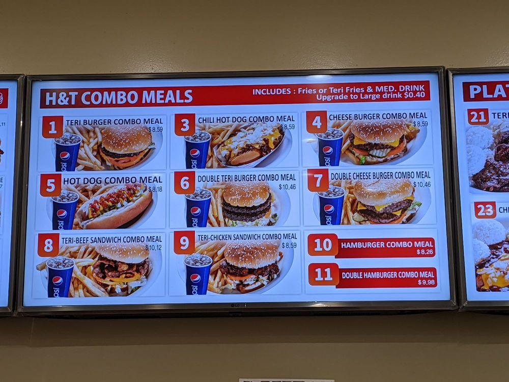 Menu at H&T Burgers fast food, Aiea