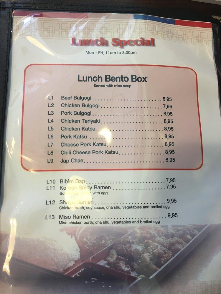 Menu at KOGI Korean BBQ, Tucson
