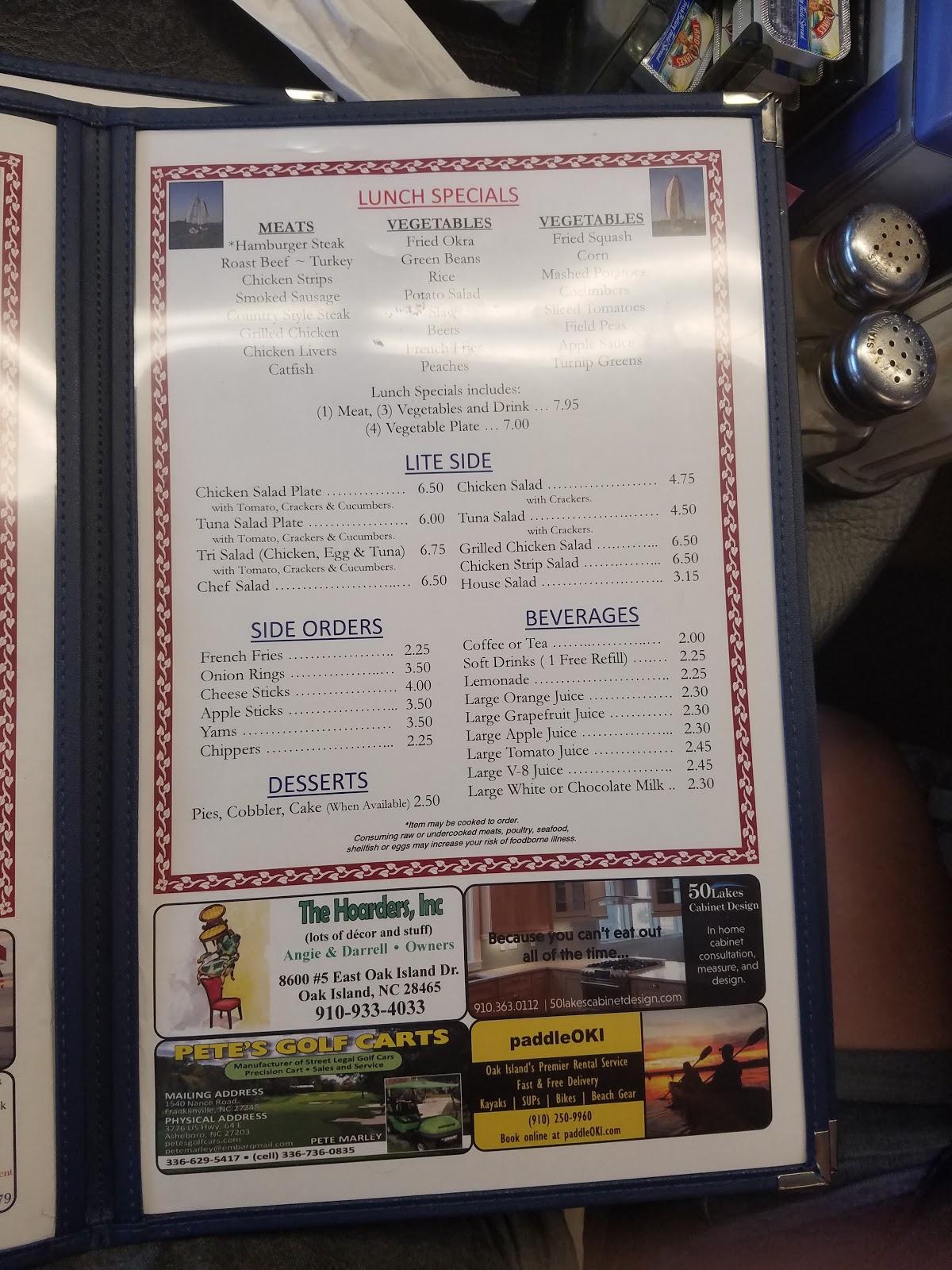 Menu at Long Beach Diner restaurant, Oak Island