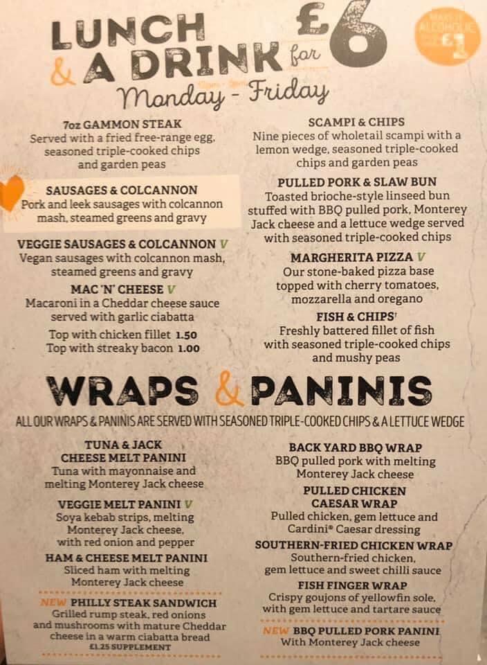 Menu at County Hotel St Annes pizzeria, Lytham