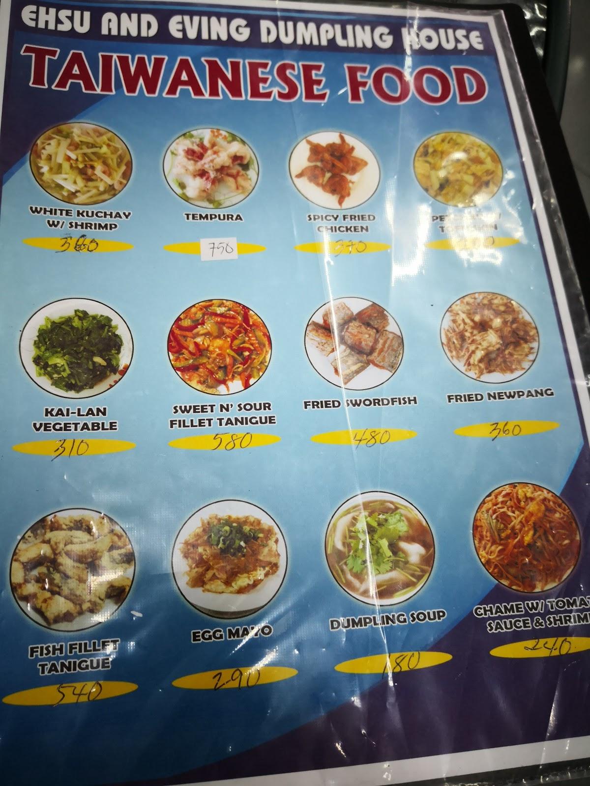 Menu at Ehsu & Eving Dumpling House restaurant, Carmona