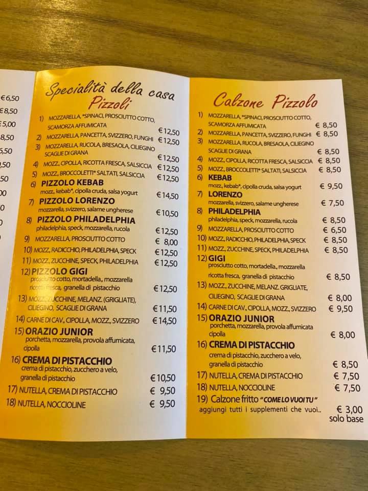 Menu at La Pizzuteria Di Carmelo Cappuccio restaurant, Syracuse