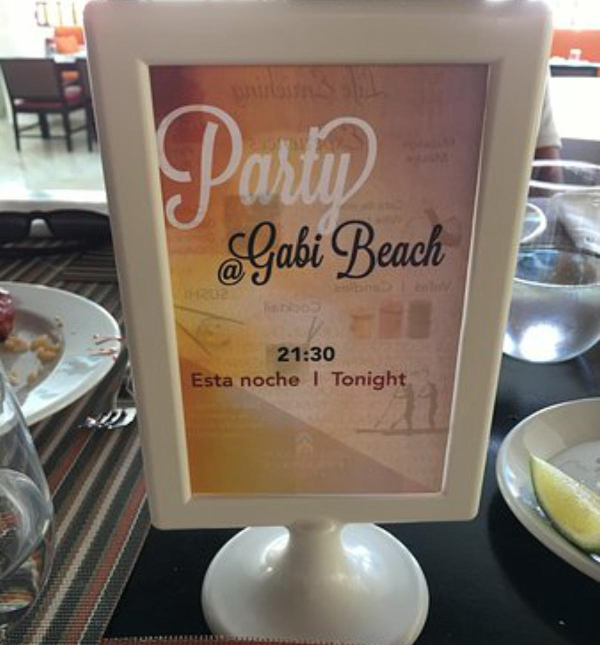 Menu at Gabi Beach restaurant, Punta Cana