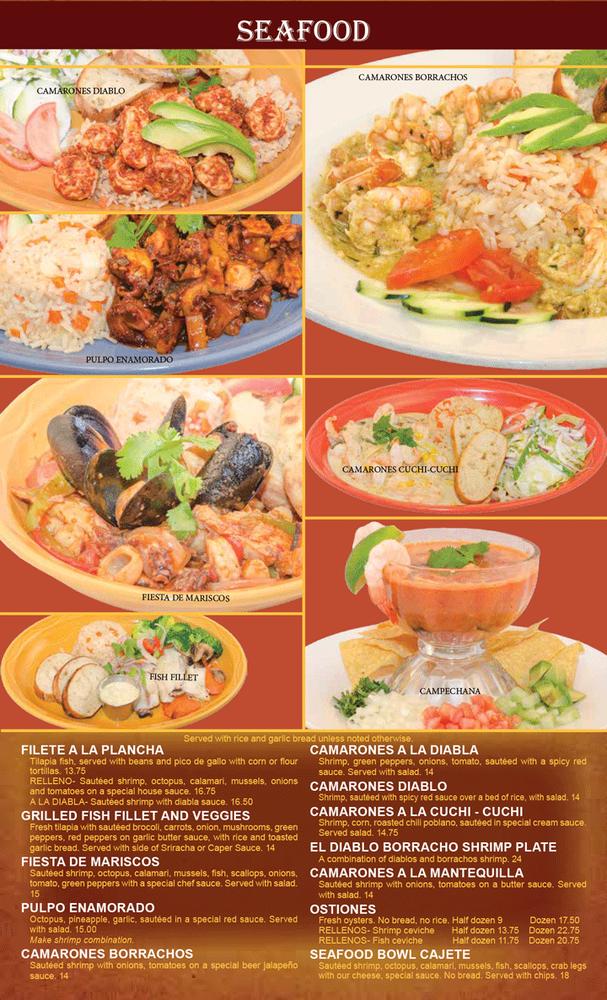 Menu at Los Cazadores restaurant, El Jebel