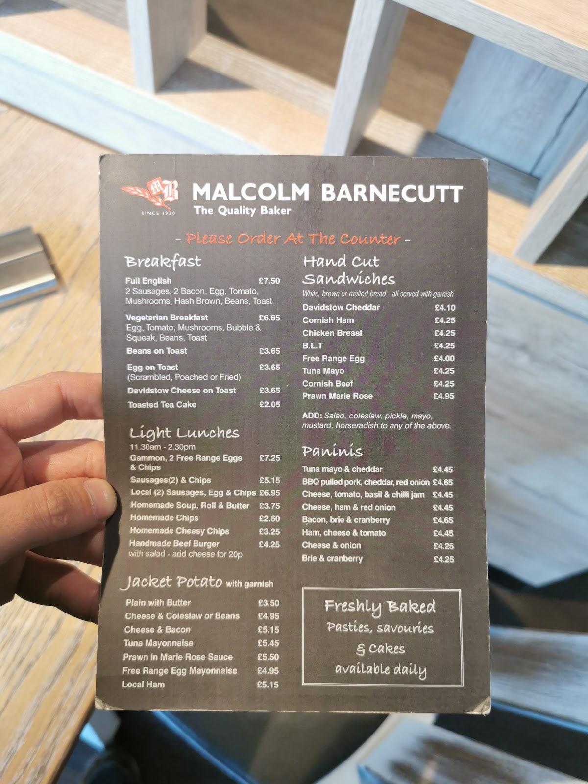 Menu at Malcolm Barnecutt Bakery Bodmin Lucknow Road, Bodmin, Walker ...