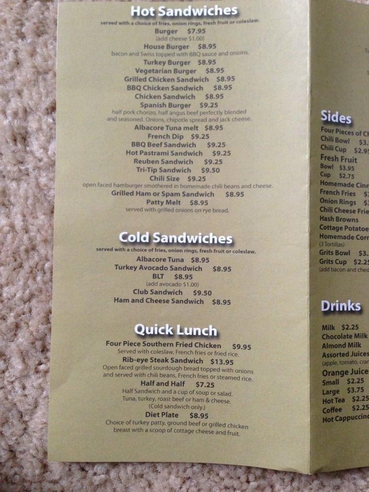 Menu at Hidden Cafe, Camarillo