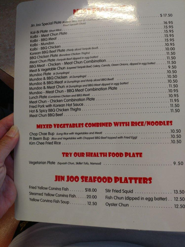 Menu at Jin Joo Korean Restaurant, Aiea