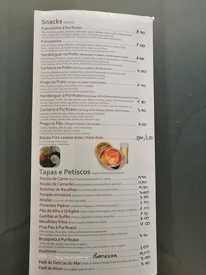 Menu at Taberna Pur'Acaso pub & bar, Braga