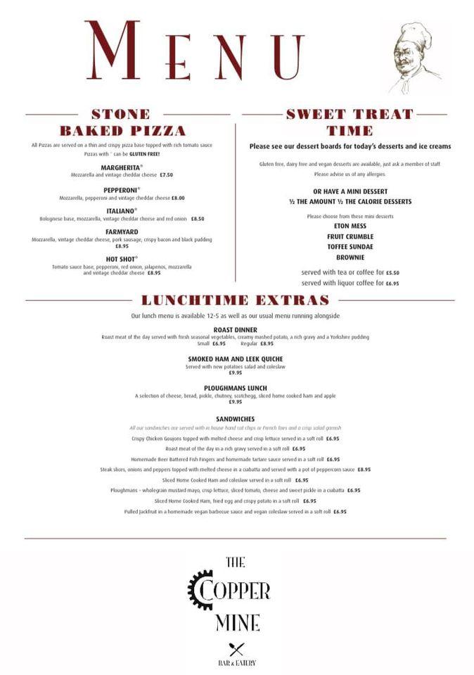 Menu at The Copper Mine pub & bar, Crook