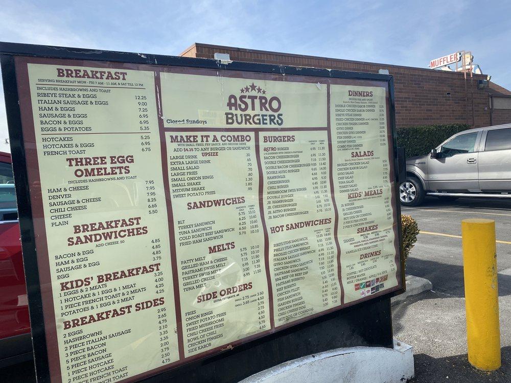 Menu at Astro Burgers 39th & State restaurant, Salt Lake City, S State St