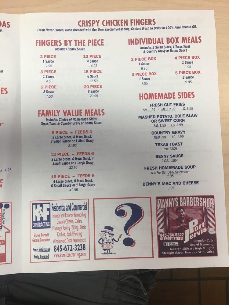 Menu at Ben's Fresh restaurant, Port Jervis
