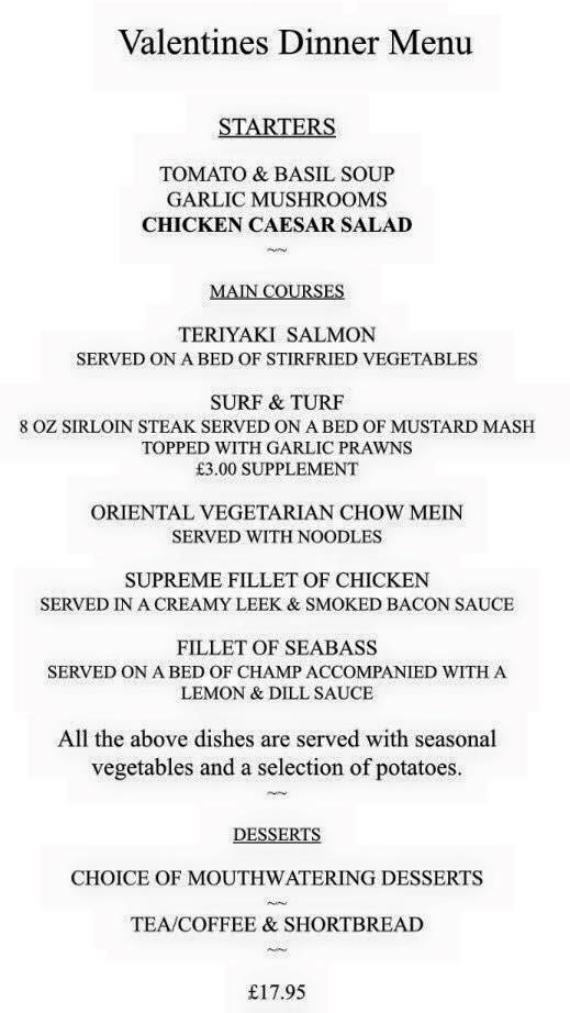 Menu at Diamonds Restaurant, Warrenpoint