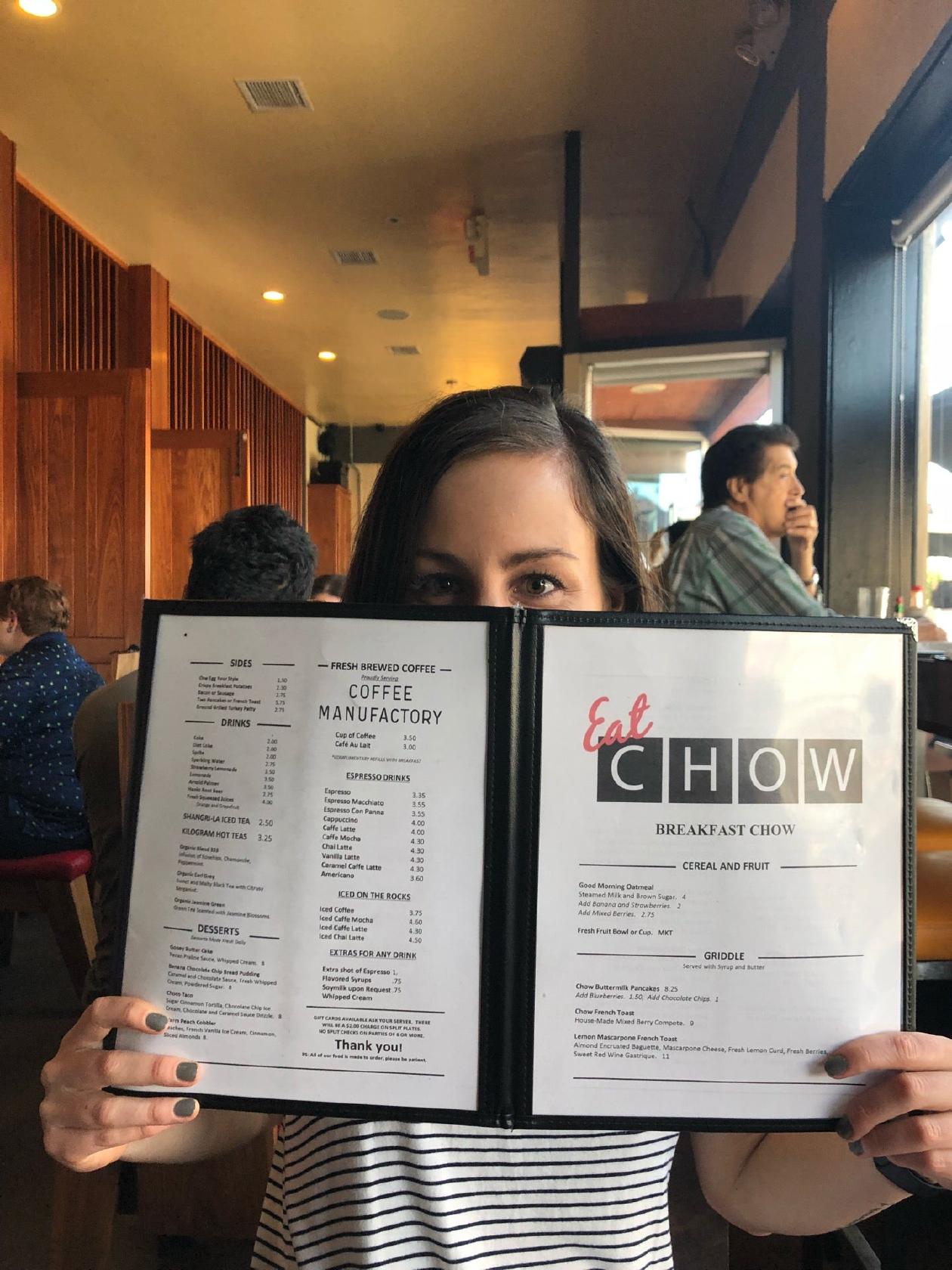 Menu at Eat Chow restaurant, Costa Mesa, Newport Blvd