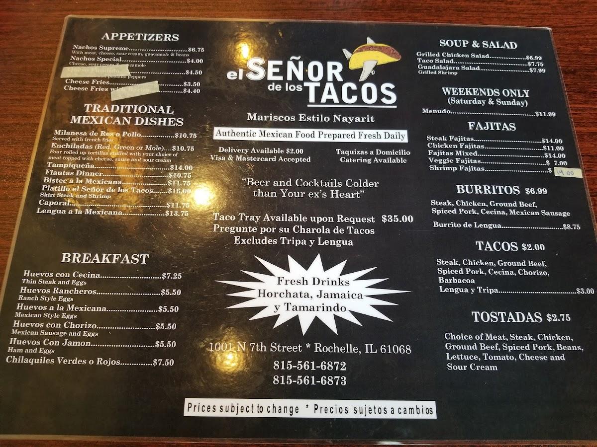 Carta del restaurante El Señor De Los Tacos, Rochelle