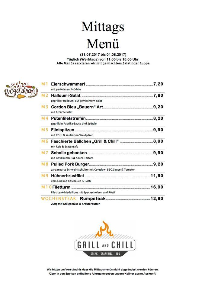 Menu at Grill and Chill pub & bar, Vienna