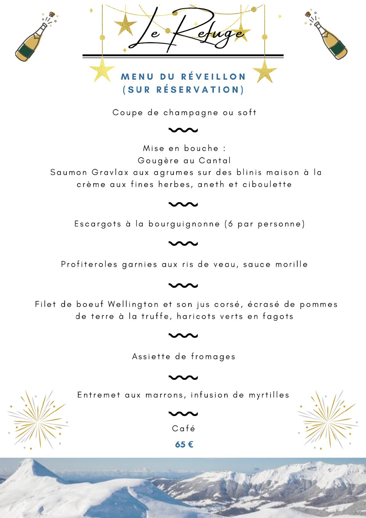 Menu au Le Refuge du Lioran restaurant, Laveissière
