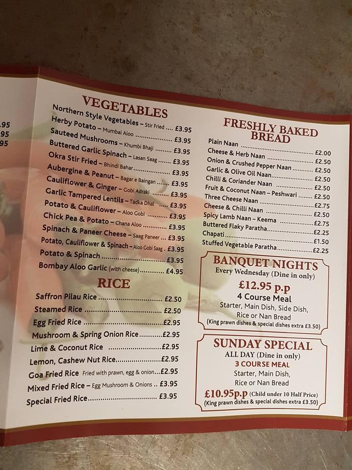 Menu at Red Chillies Indian Restaurant and Takeaway, Princes Risborough