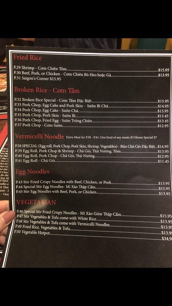 Menu at SAIGON'S CORNER Authentic Vietnamese Cuisine restaurant, Iowa ...