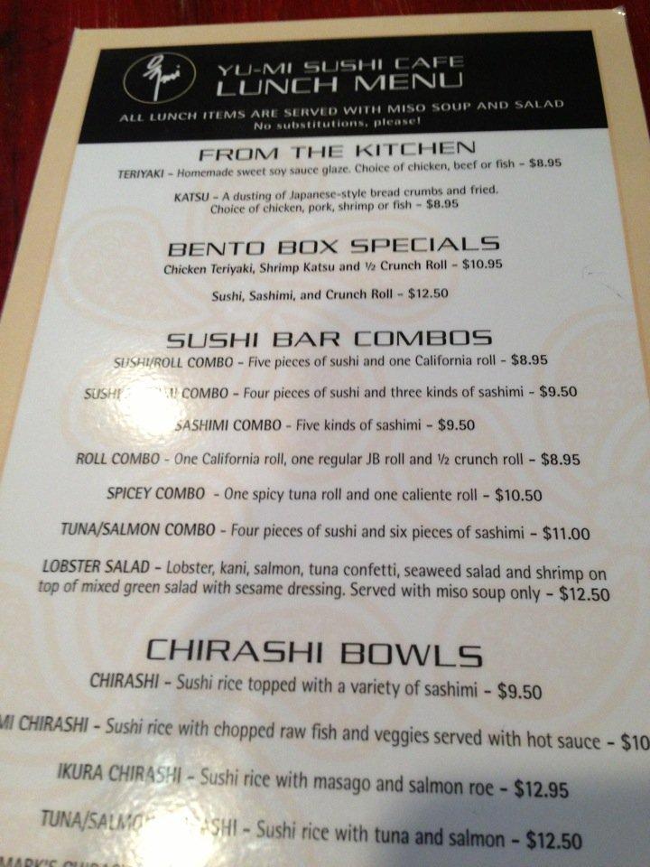 Menu at Yu-Mi Sushi Cafe, Palm Beach Gardens, FL A1AAlt #207