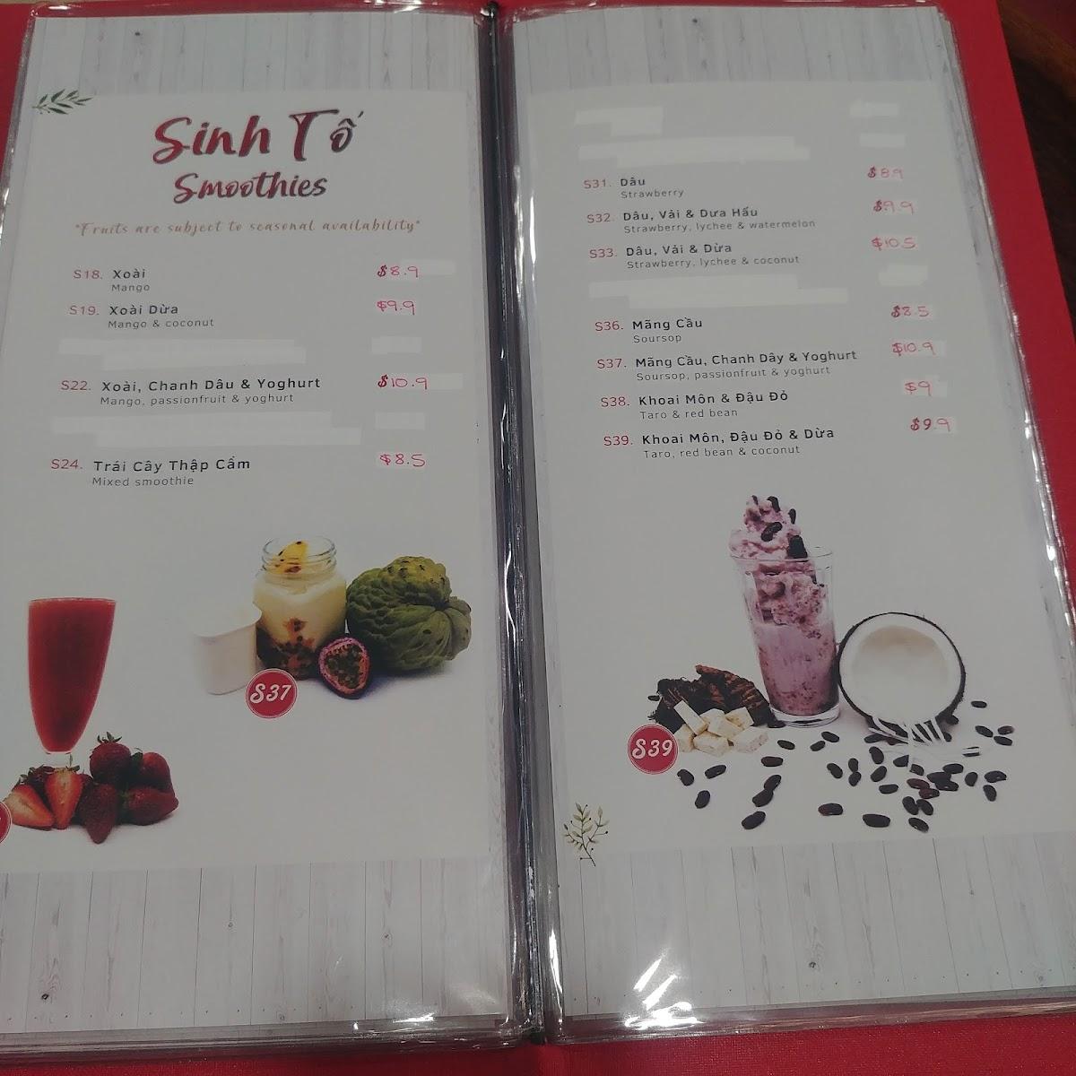 Menu at Cafe Nho, Cabramatta, 13 & 15 Belvedere Arcade