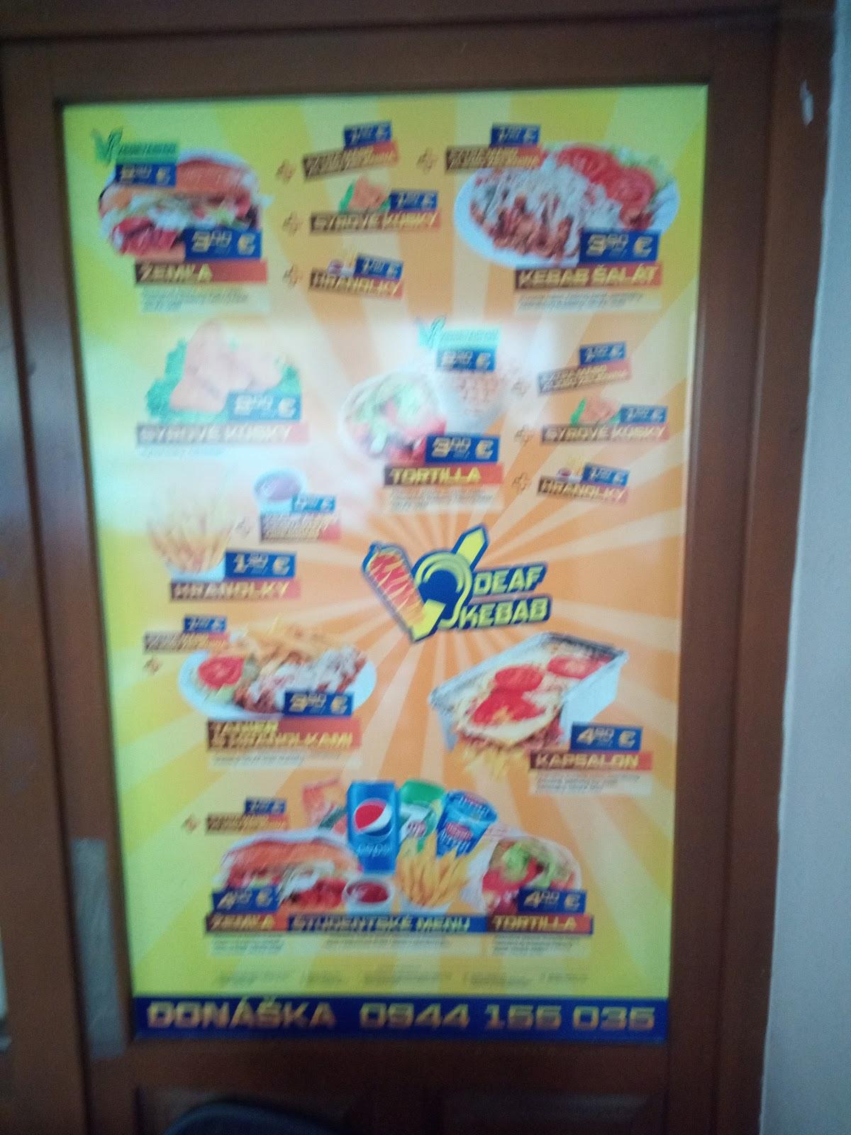 Menu at Deaf Kebab Rožňava restaurant, Rožňava