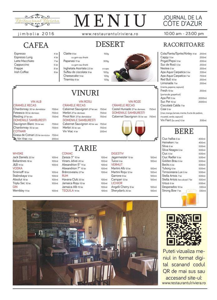Menu at Restaurant Riviera, Jimbolia