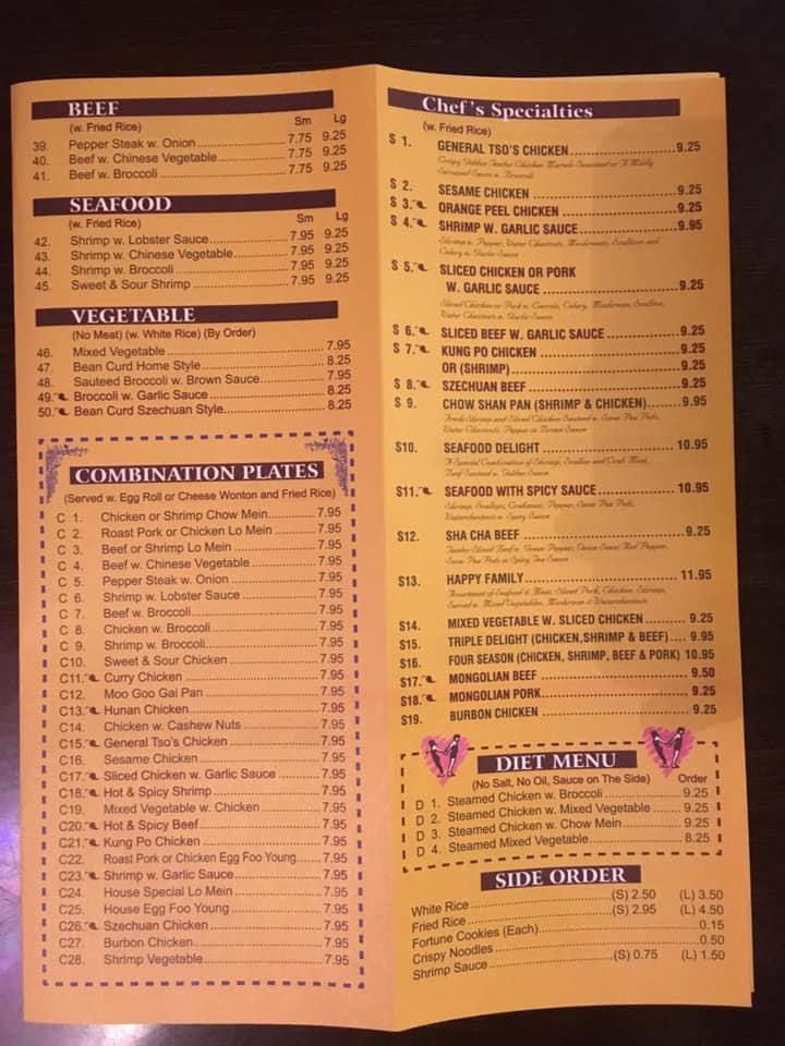 Menu at Tokyo Japanese & Chinese Restaurant, Laurens