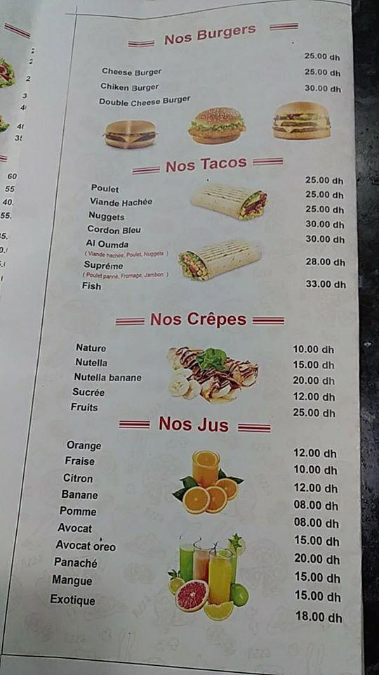 Menu at Restaurant Al Omda, Casablanca