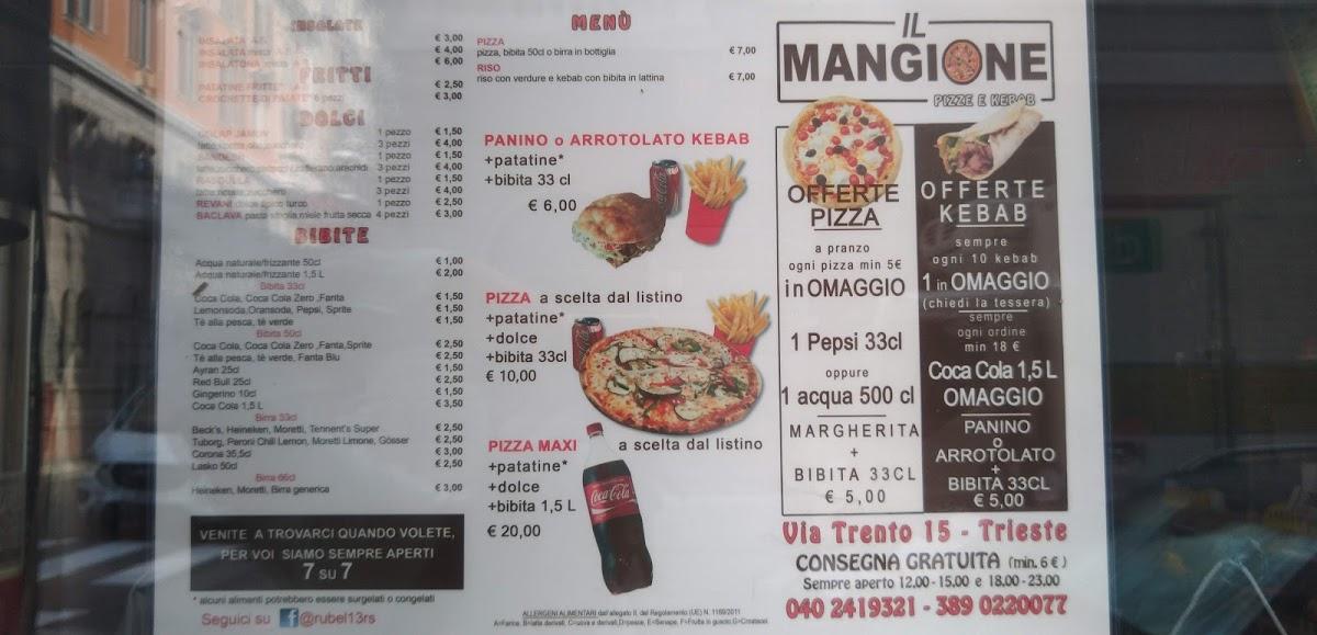 Menu da Il Mangione ristorante, Trieste