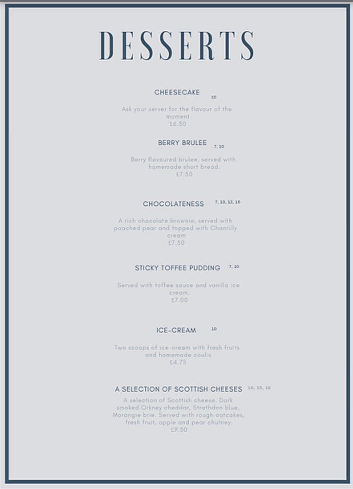 Menu at MacGregor's pub & bar, Inverness