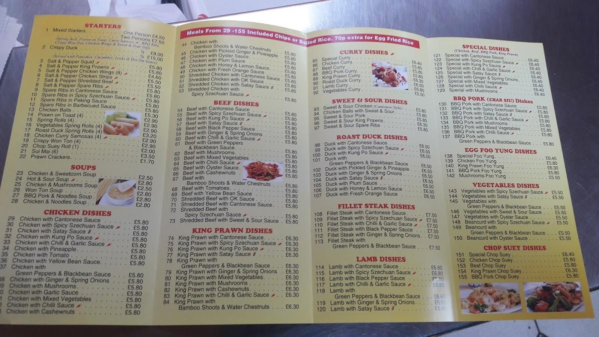 Menu at Ming Wah Fish Bar, Rhyl