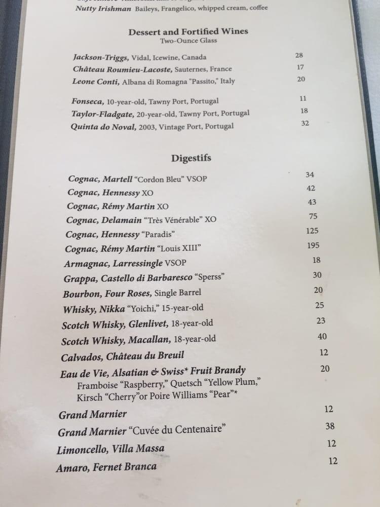 Menu at Orchids restaurant, Honolulu