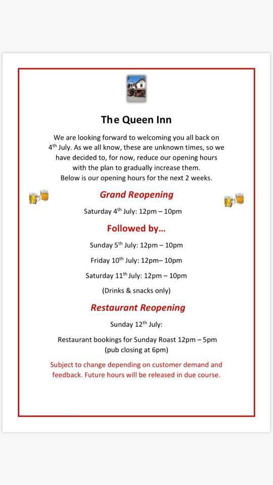 Menu at The Queen Inn pub & bar, Basingstoke