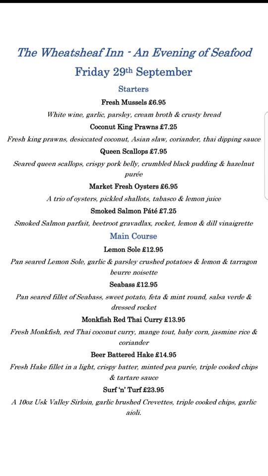Menu at The Wheatsheaf pub & bar, Magor