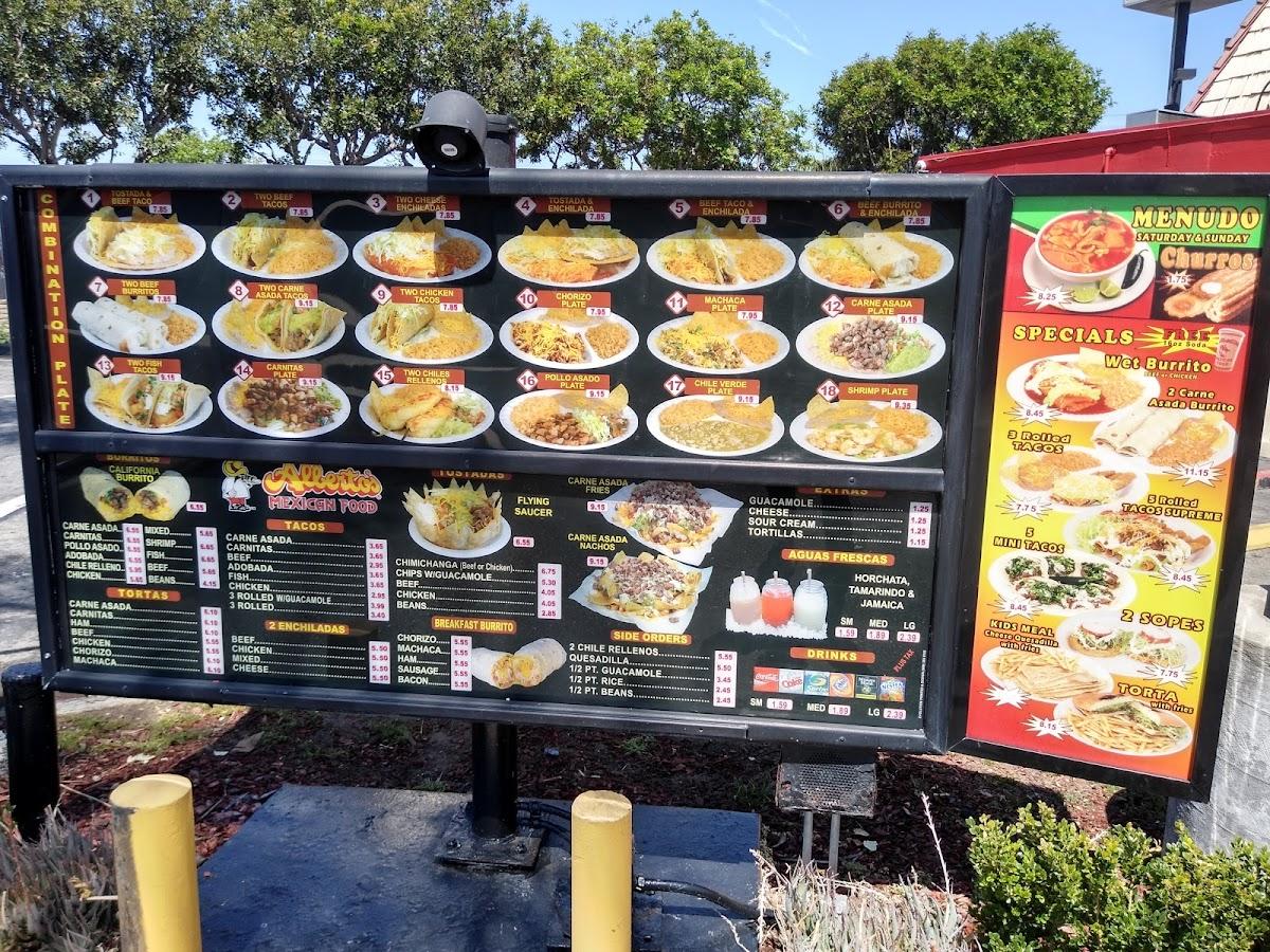 Menu at Alberto's Mexican Food restaurant, Stanton