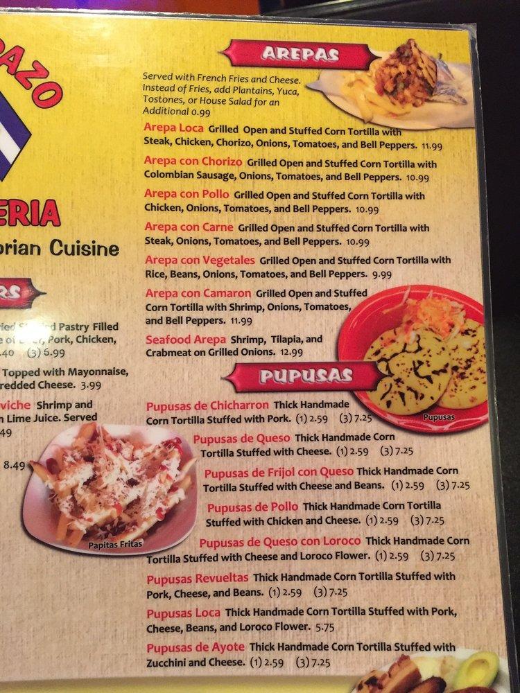 Menu at El Arepazo Y Pupuseria restaurant, Fairview Park