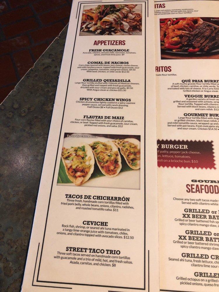 Menu at Que Pasa Mexican Cafe, Tulare