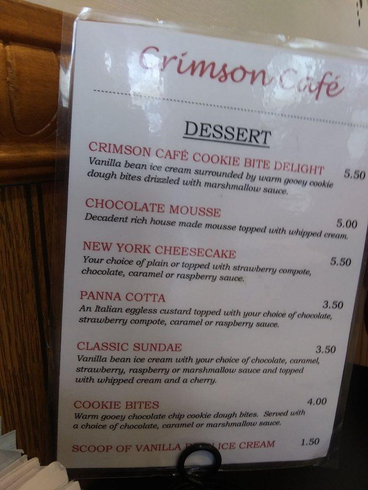 Menu at Crimson Cafe, Saint Joseph