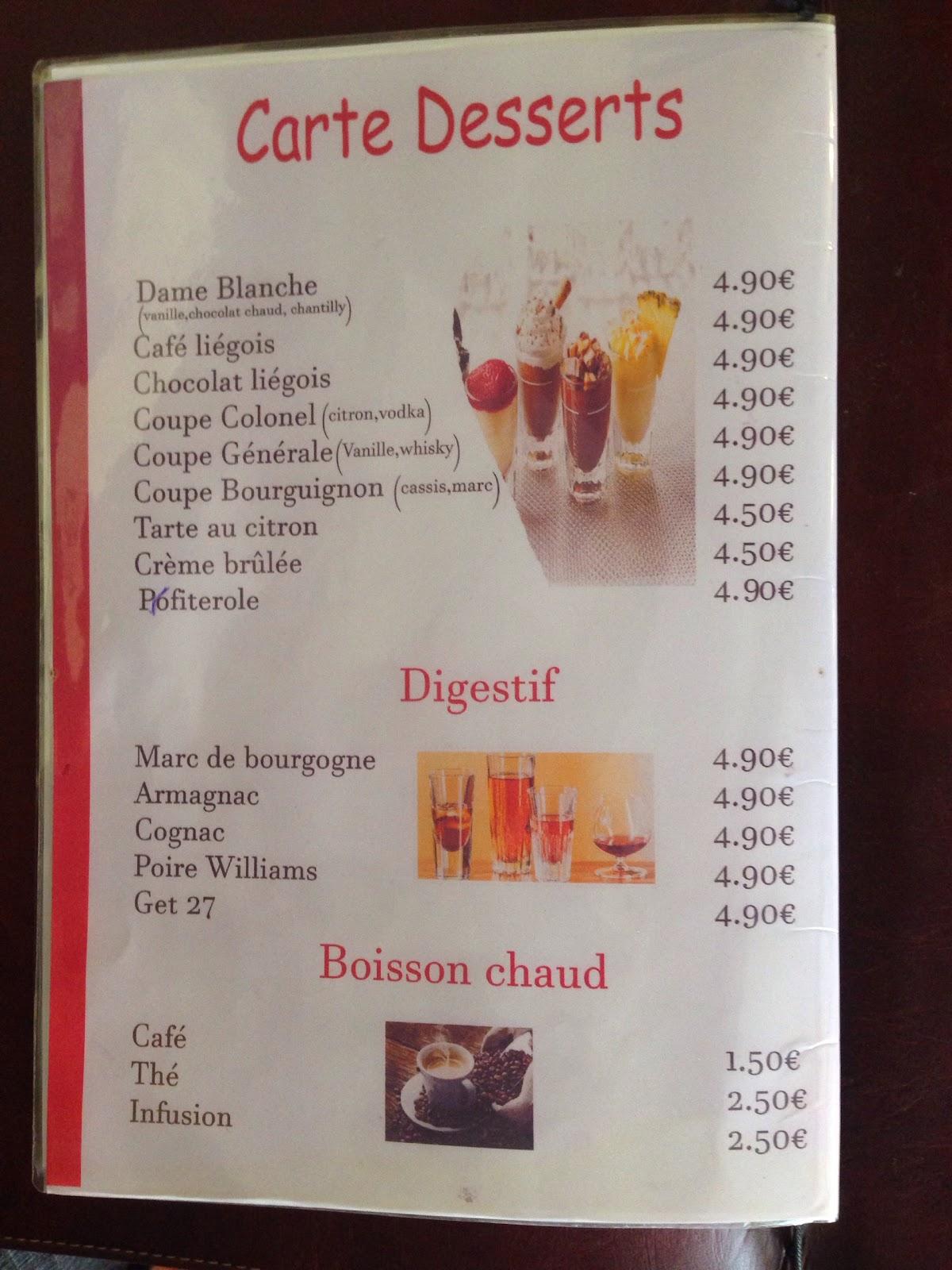 Menu au Moules-frites restaurant, Chalon-sur-Saône